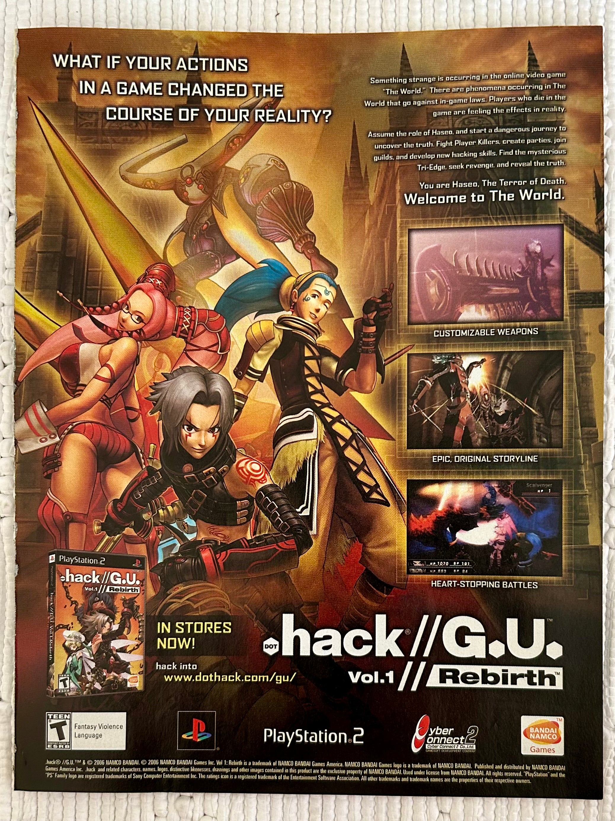 .hack//G.U. Vol.1 Rebirth - PS2 - Original Vintage Advertisement - Pri ...