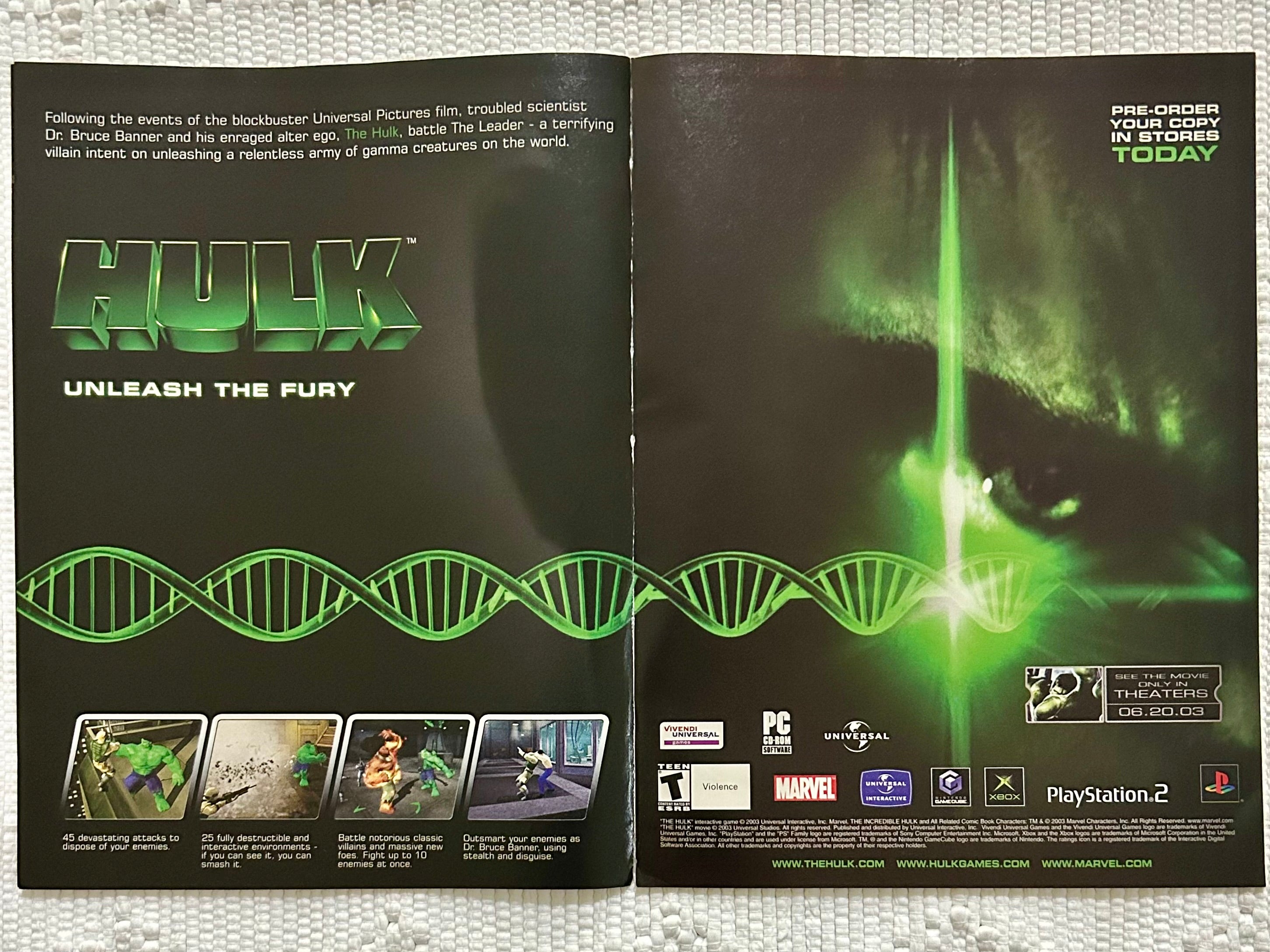 Hulk - PS2 Xbox NGC PC - Original Vintage Advertisement - Print Ads ...
