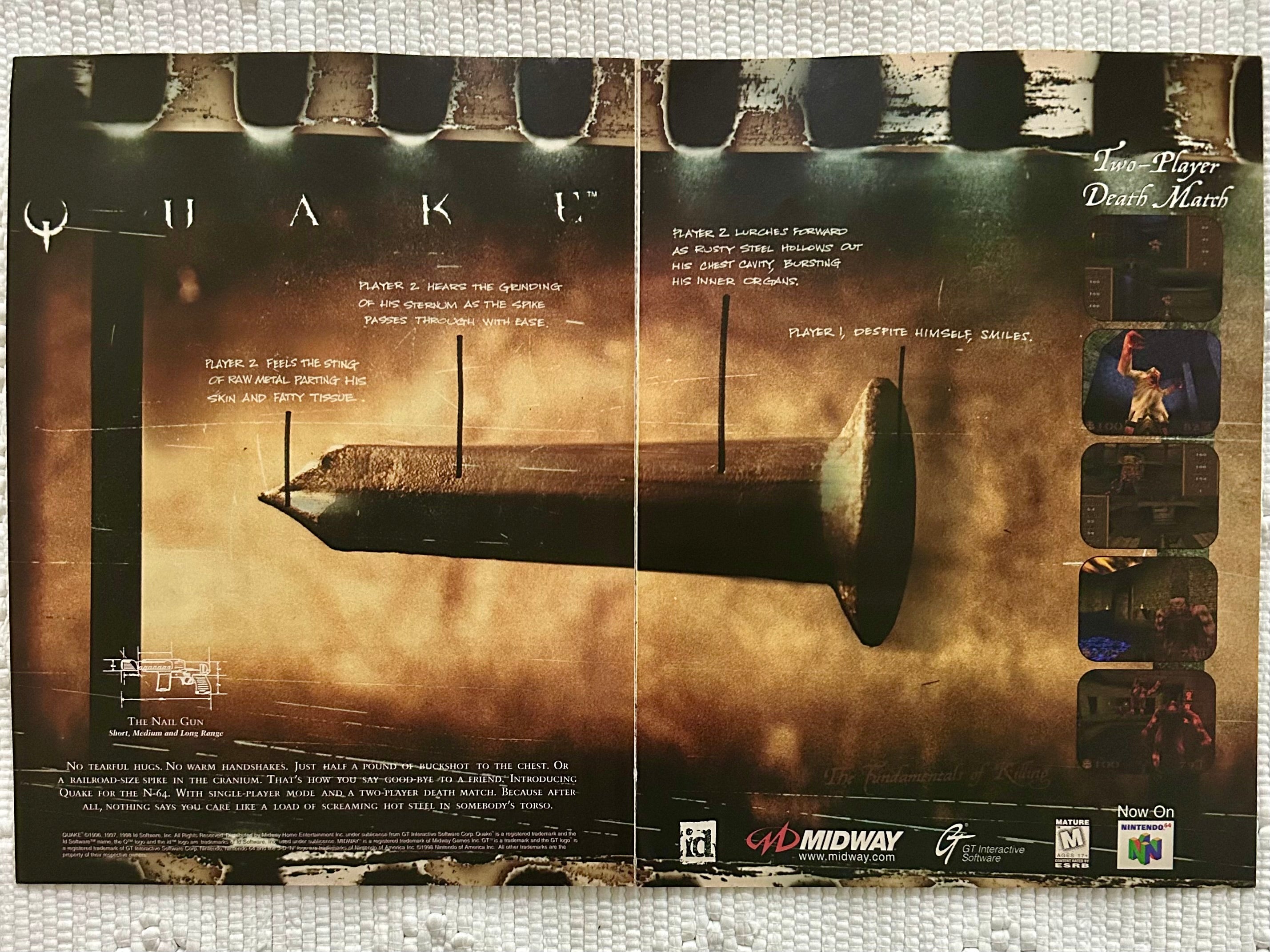 Quake - N64 - Original Vintage Advertisement - Print Ads - Laminated A ...