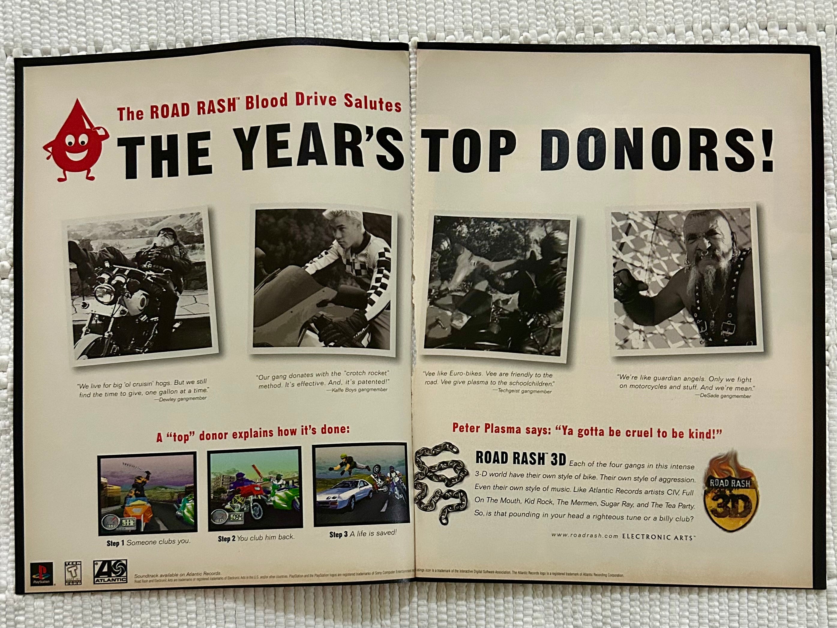 Road Rash 3D - PlayStation - Original Vintage Advertisement - Print Ad ...