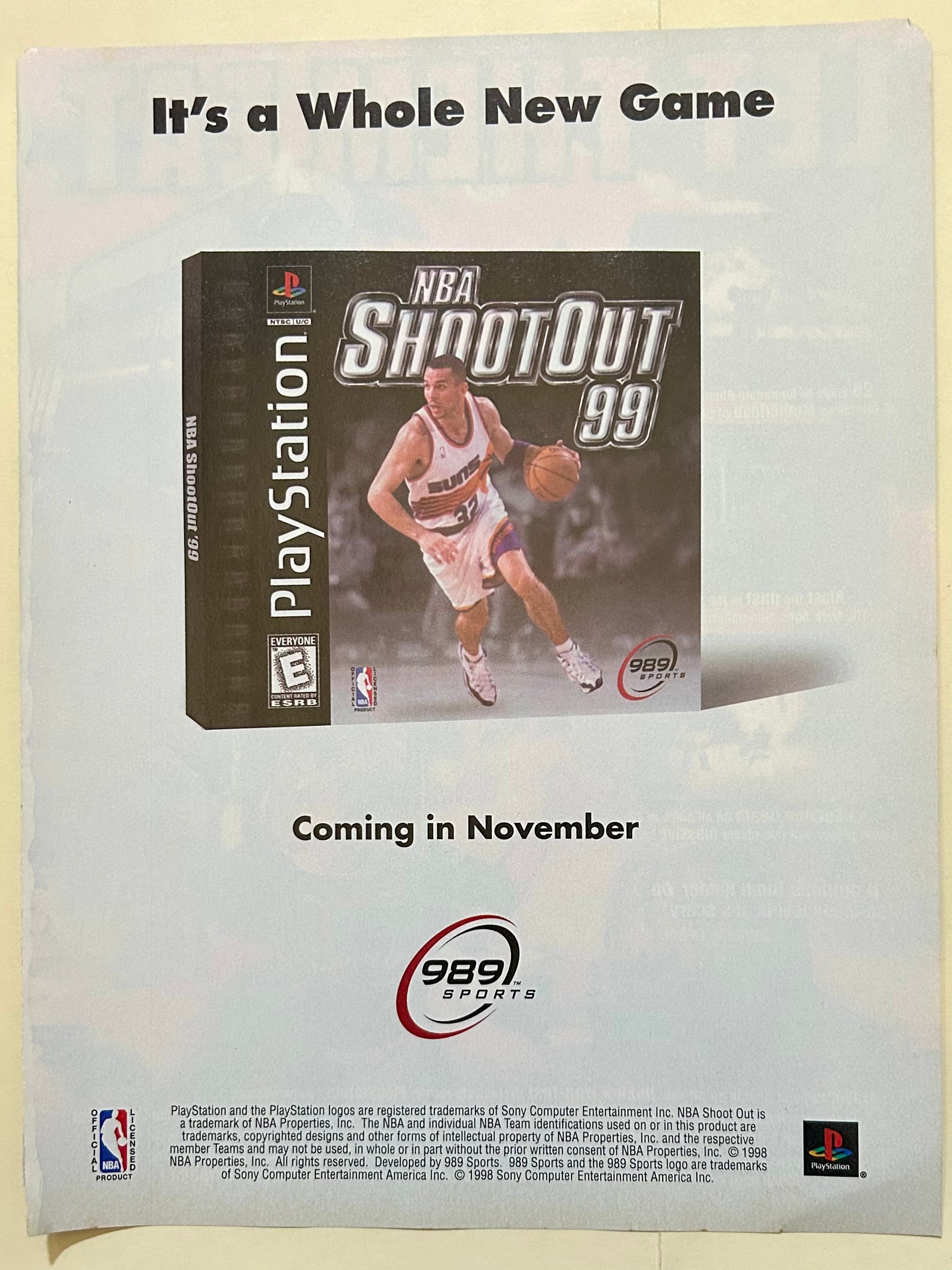 NBA Shootout 99 - PlayStation - Original Vintage Advertisement - Print ...