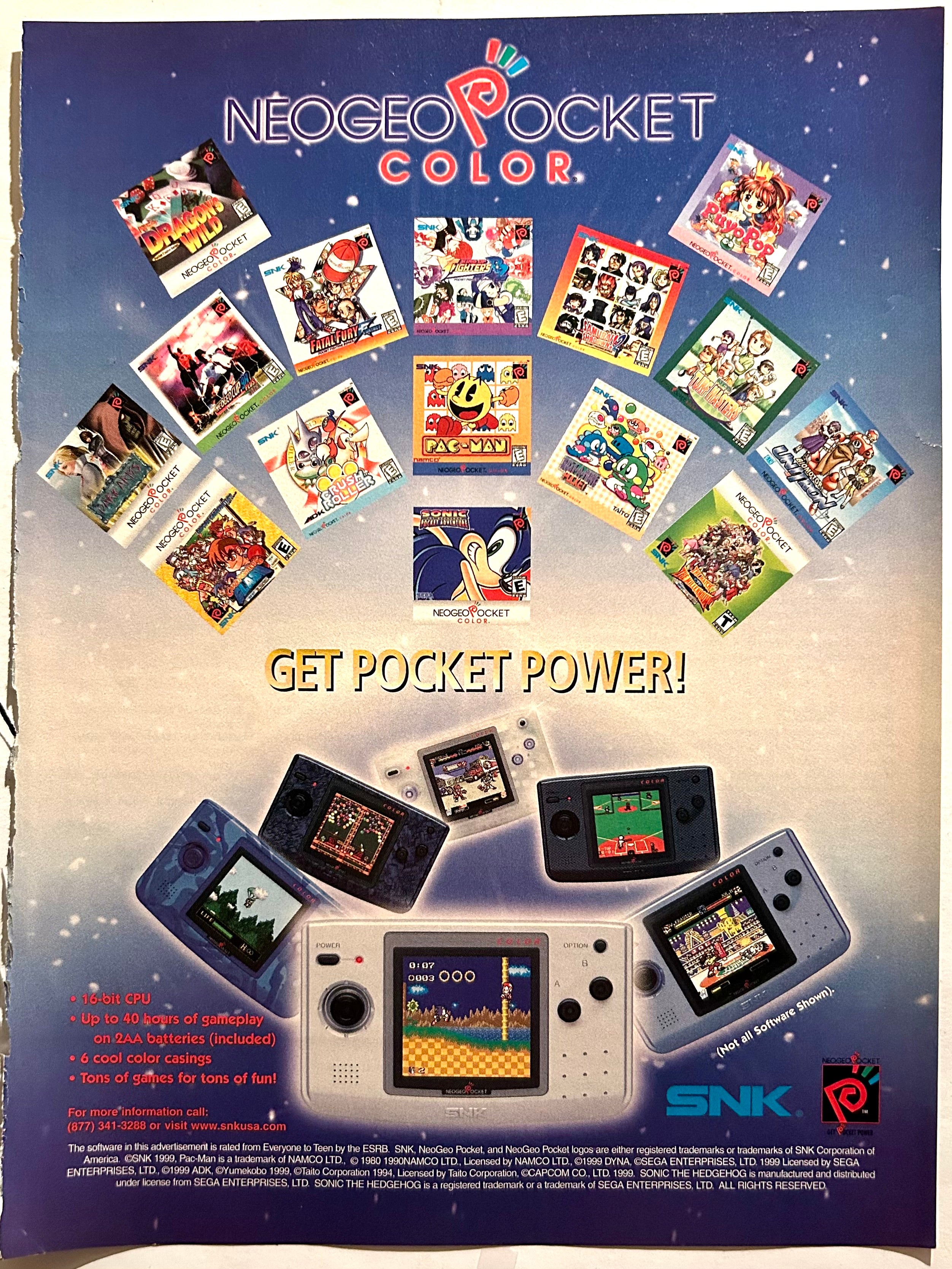 Neo Geo Pocket Color - Original Vintage Advertisement - Print Ads - La ...