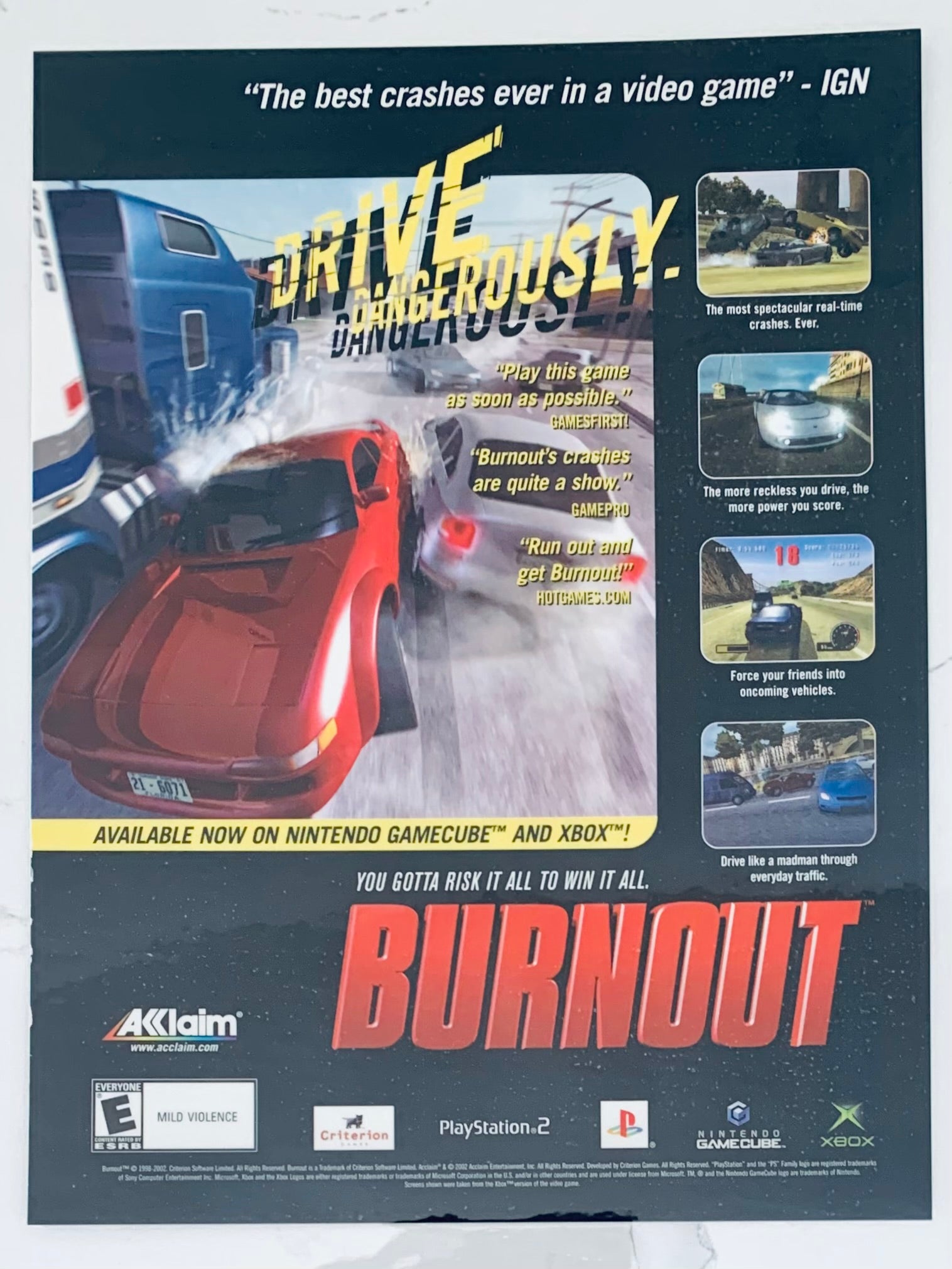 Burnout - PS2 NGC Xbox - Original Vintage Advertisement - Print Ads ...