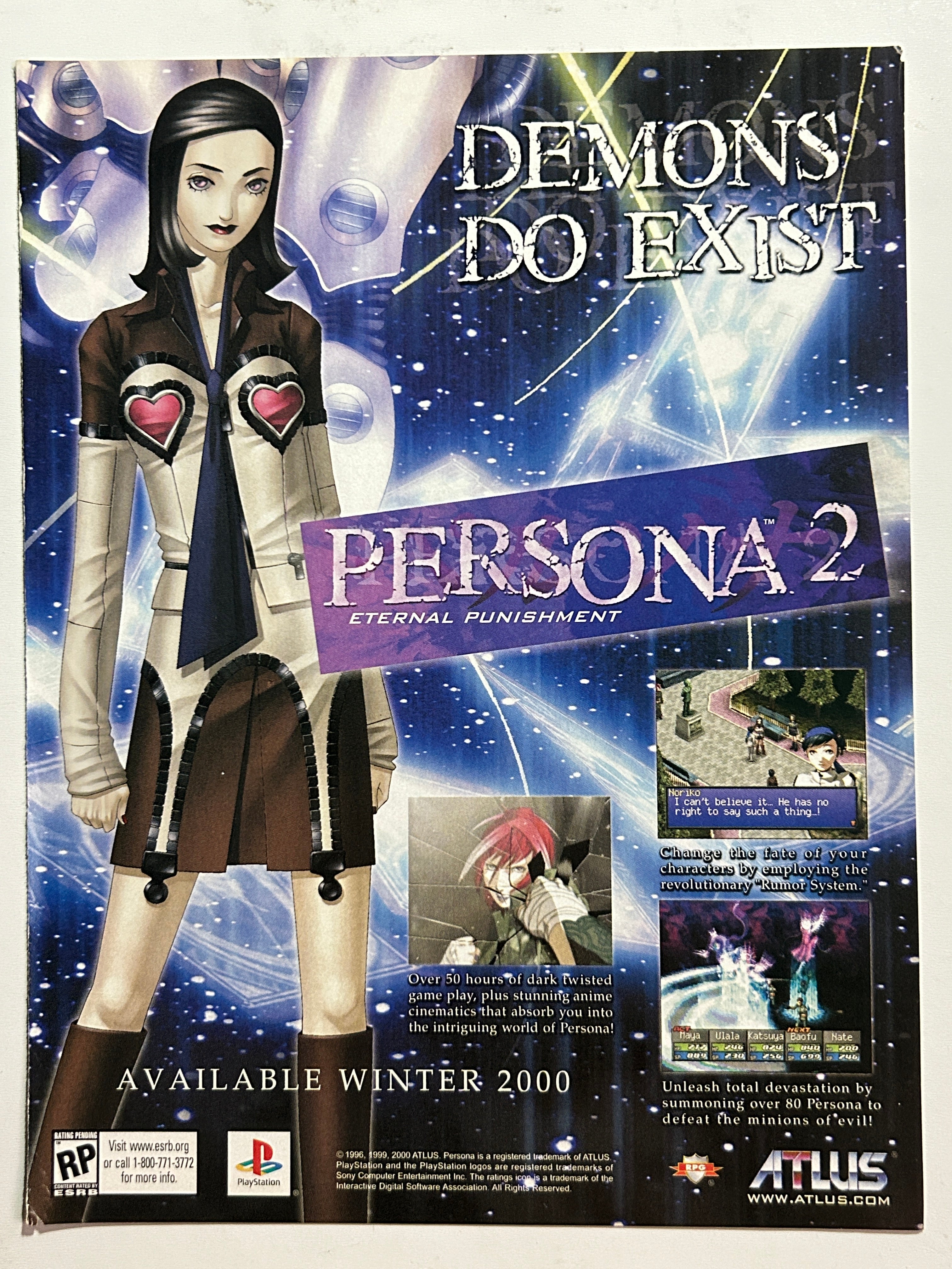 Persona 2: Eternal Punishment - PlayStation - Print Ads - A4 Poster ...
