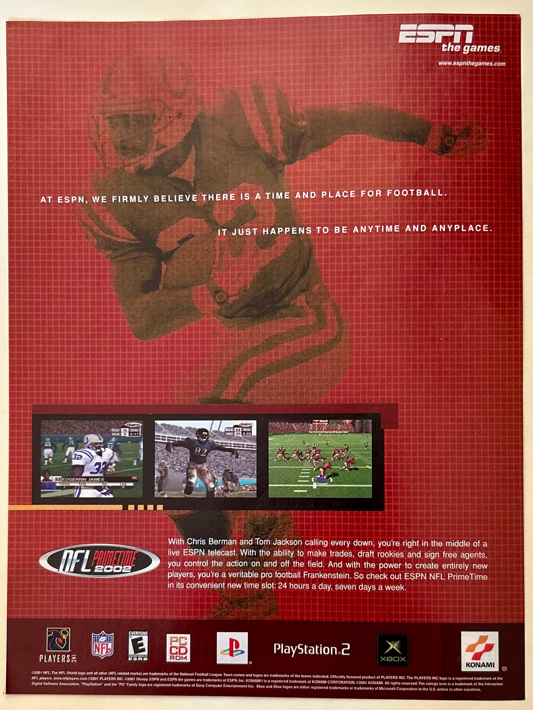 ESPN NFL PrimeTime 2002 - PS2 Xbox PC - Original Vintage Advertisement ...
