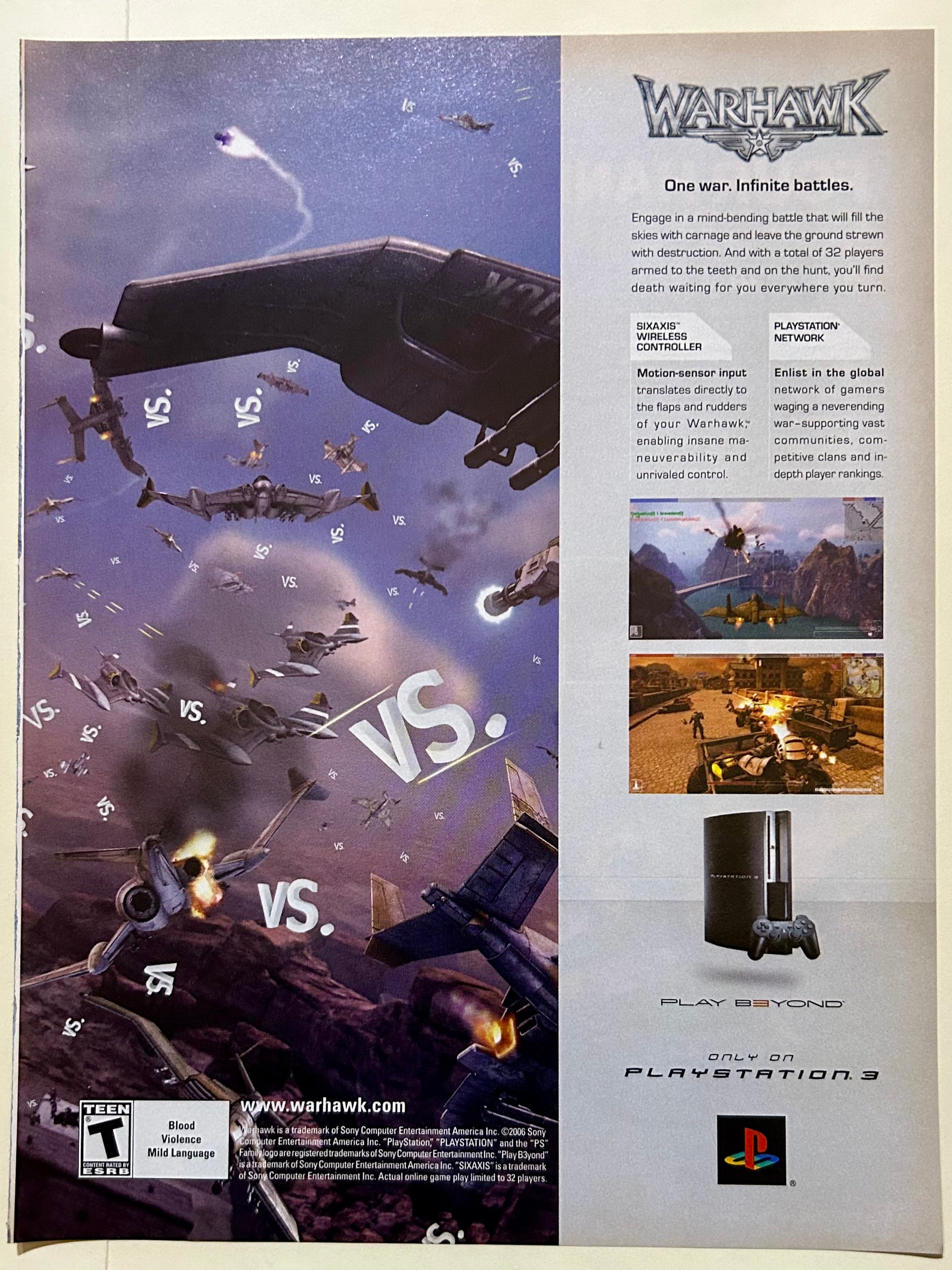 Warhawk - PS3 - Original Vintage Advertisement - Print Ads - Laminated ...