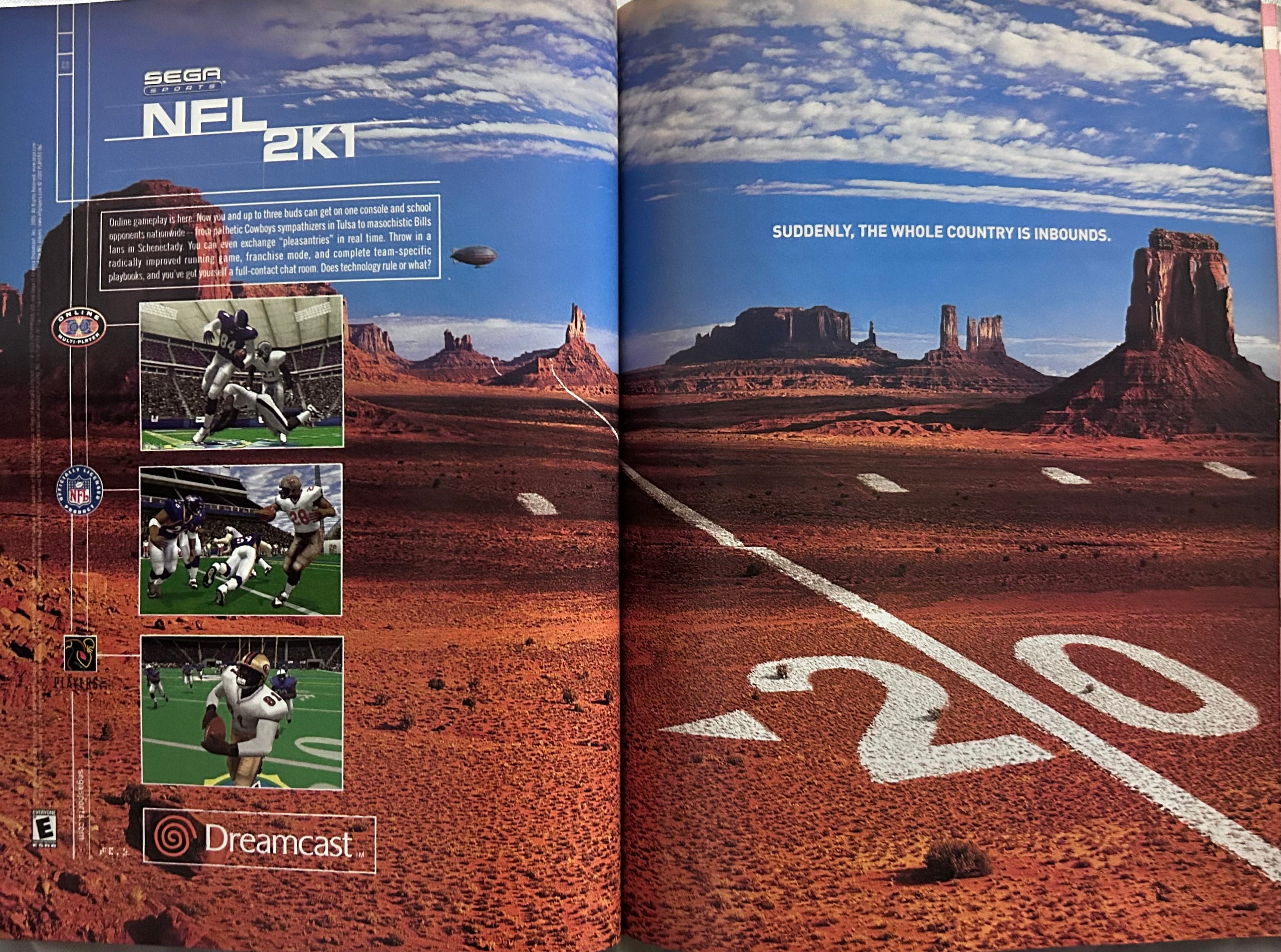 NFL 2K1 - Dreamcast - Original Vintage Advertisement - Print Ads - Lam ...