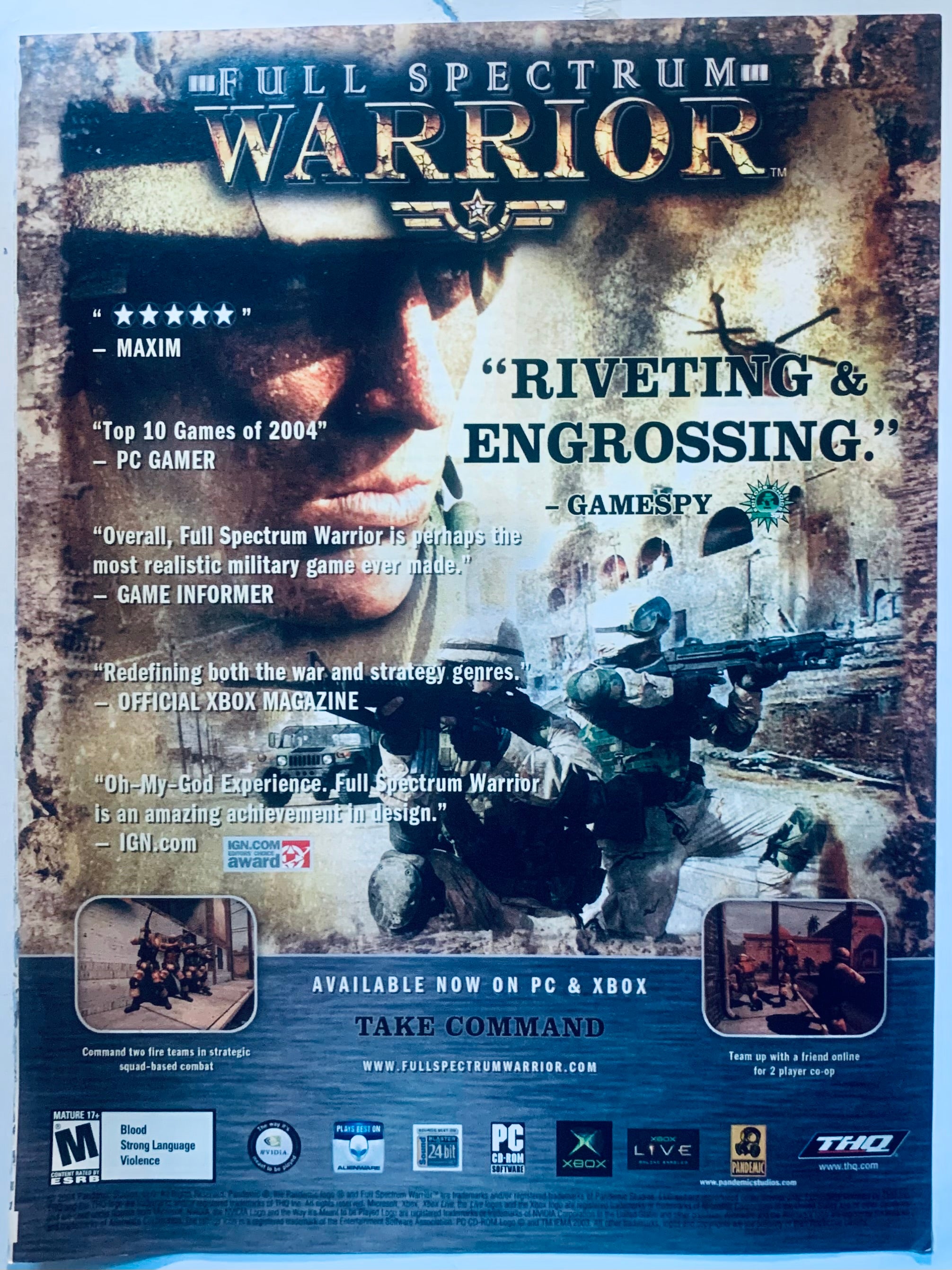 Full Spectrum Warrior - Xbox PC - Original Vintage Advertisement - Pri ...