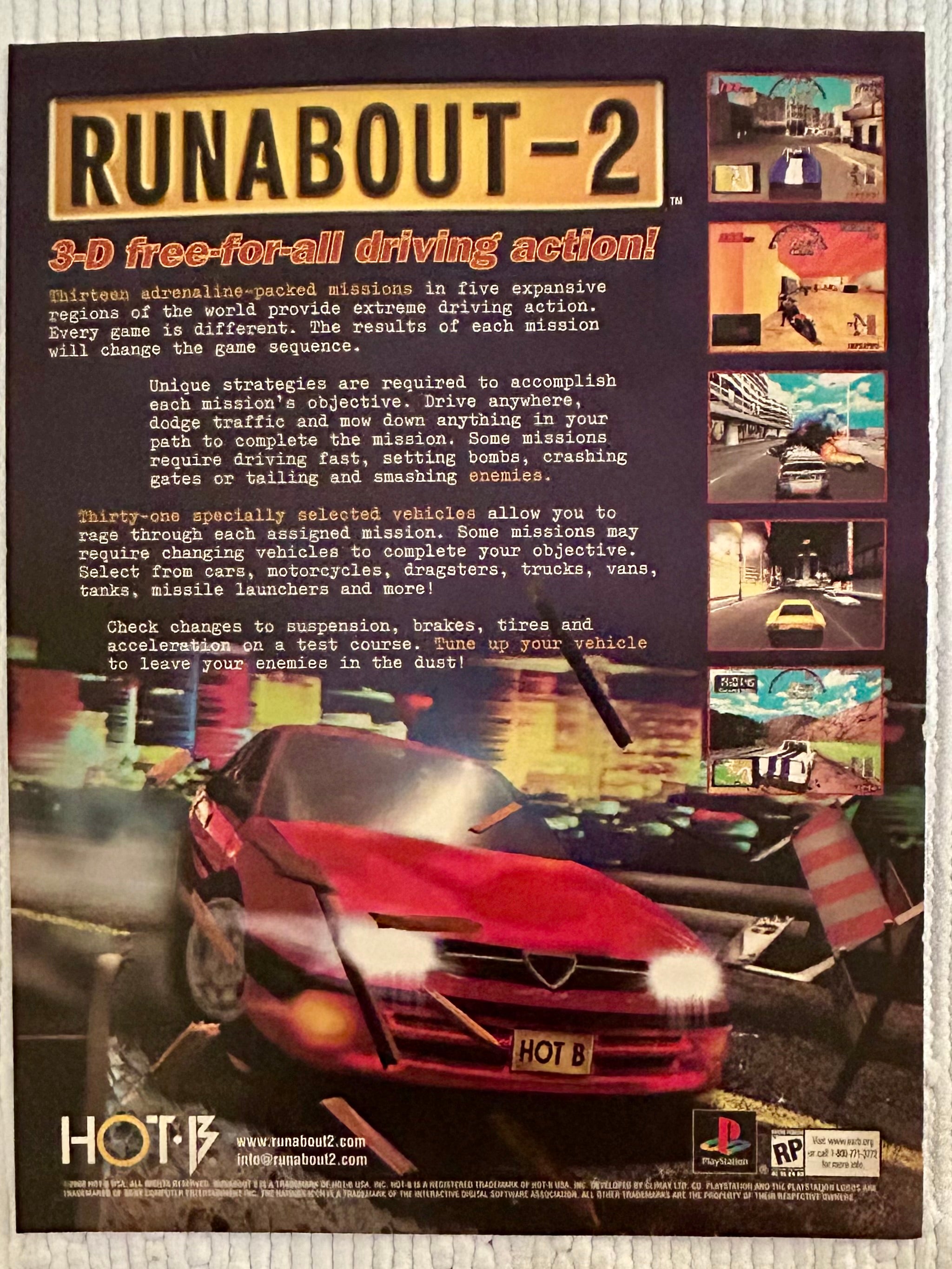 Runabout-2 - PlayStation - Original Vintage Advertisement - Print Ads ...