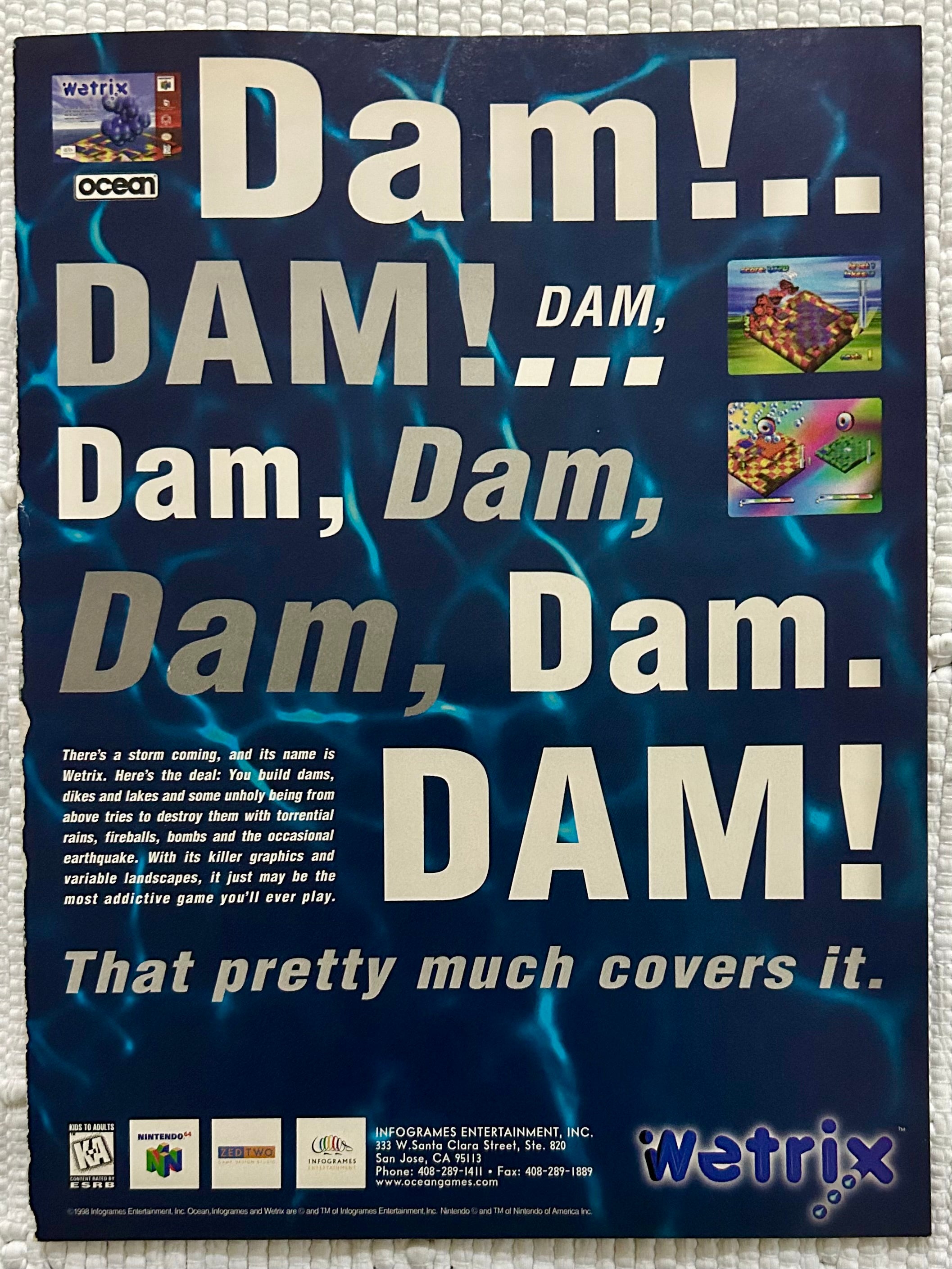 Wetrix - N64 - Original Vintage Advertisement - Print Ads - Laminated ...