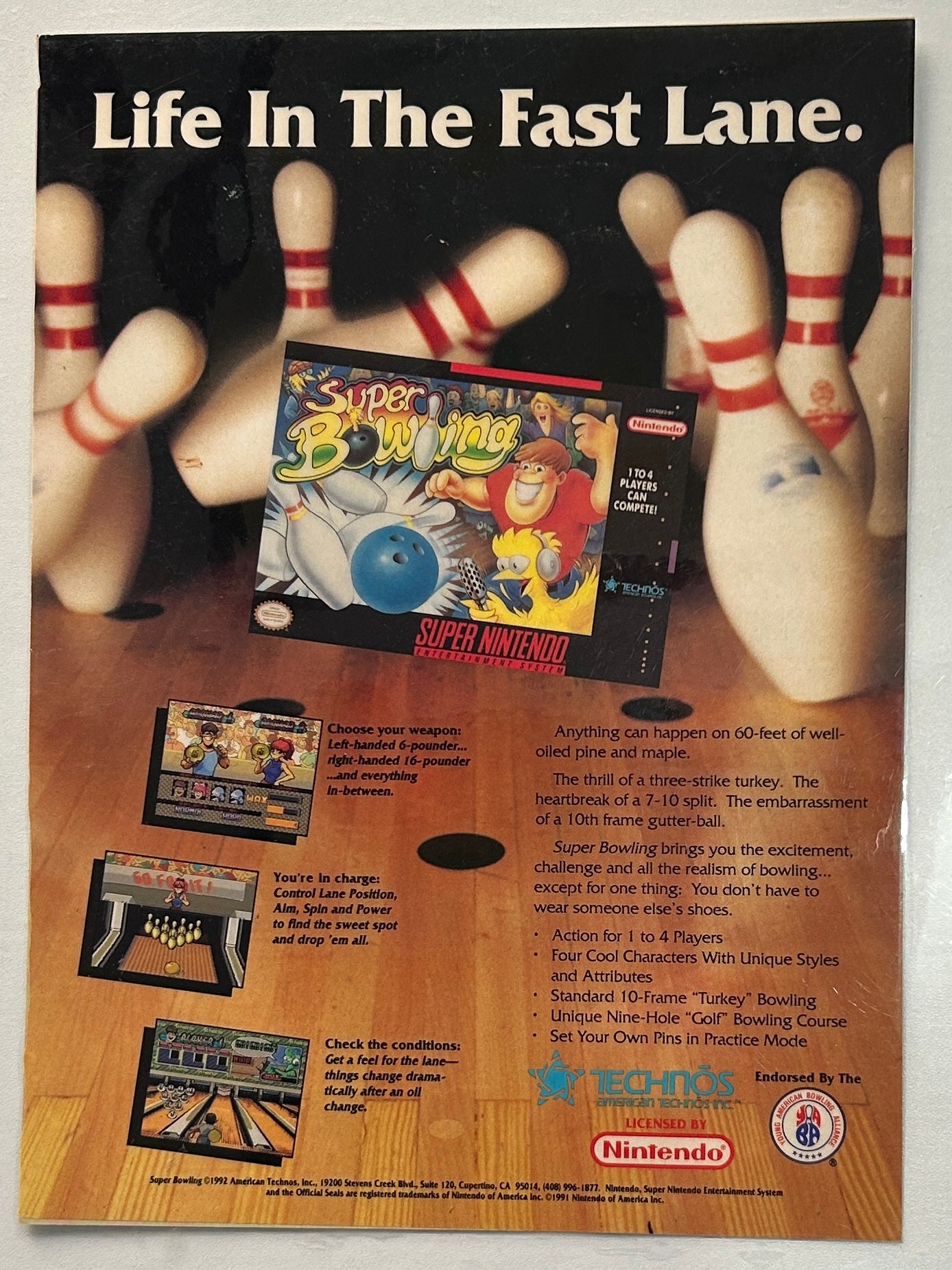 Super Bowling - SNES - Print Ads - Laminated A4 Poster – Cuchiwaii