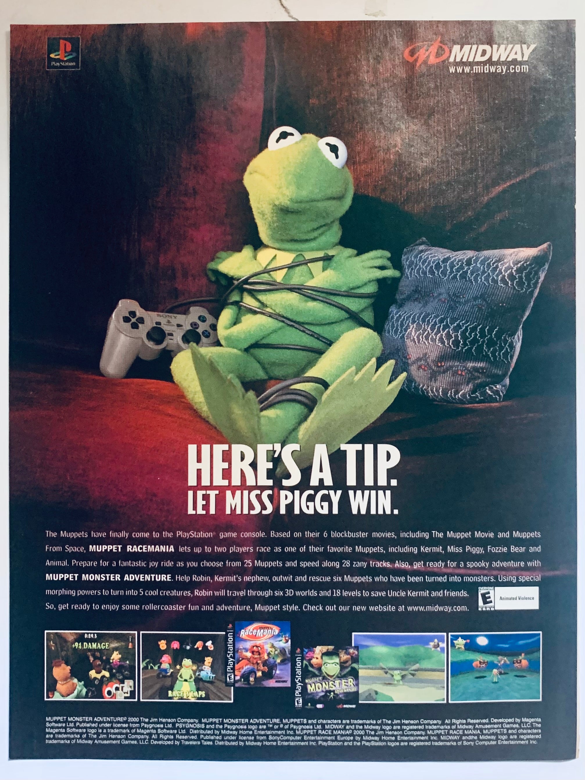 Muppet Racemania - PlayStation - Original Vintage Advertisement - Prin ...