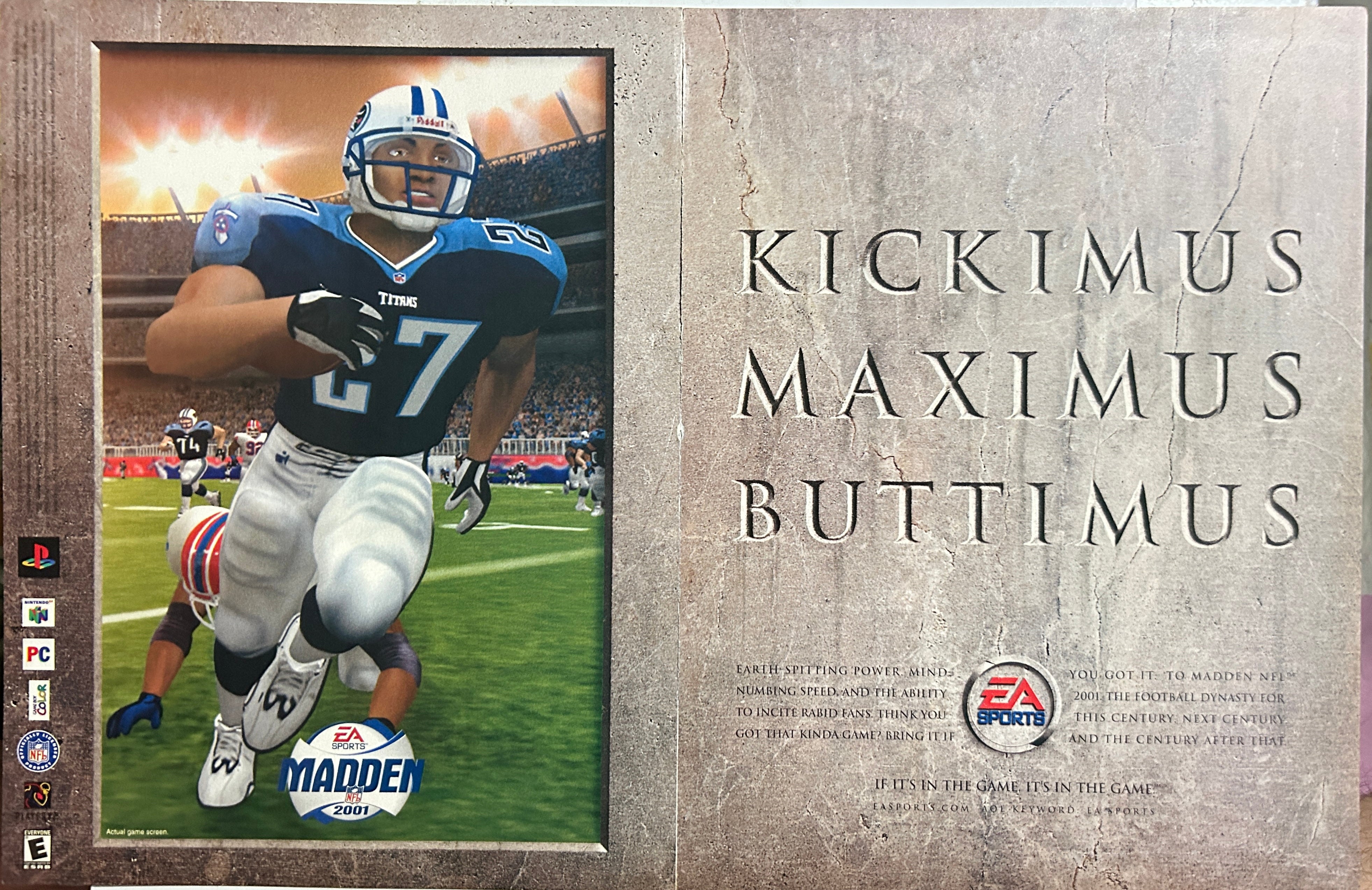 Madden NFL 2001 - PS1 PC N64 GBC - Print Ads - A3 Poster – Cuchiwaii