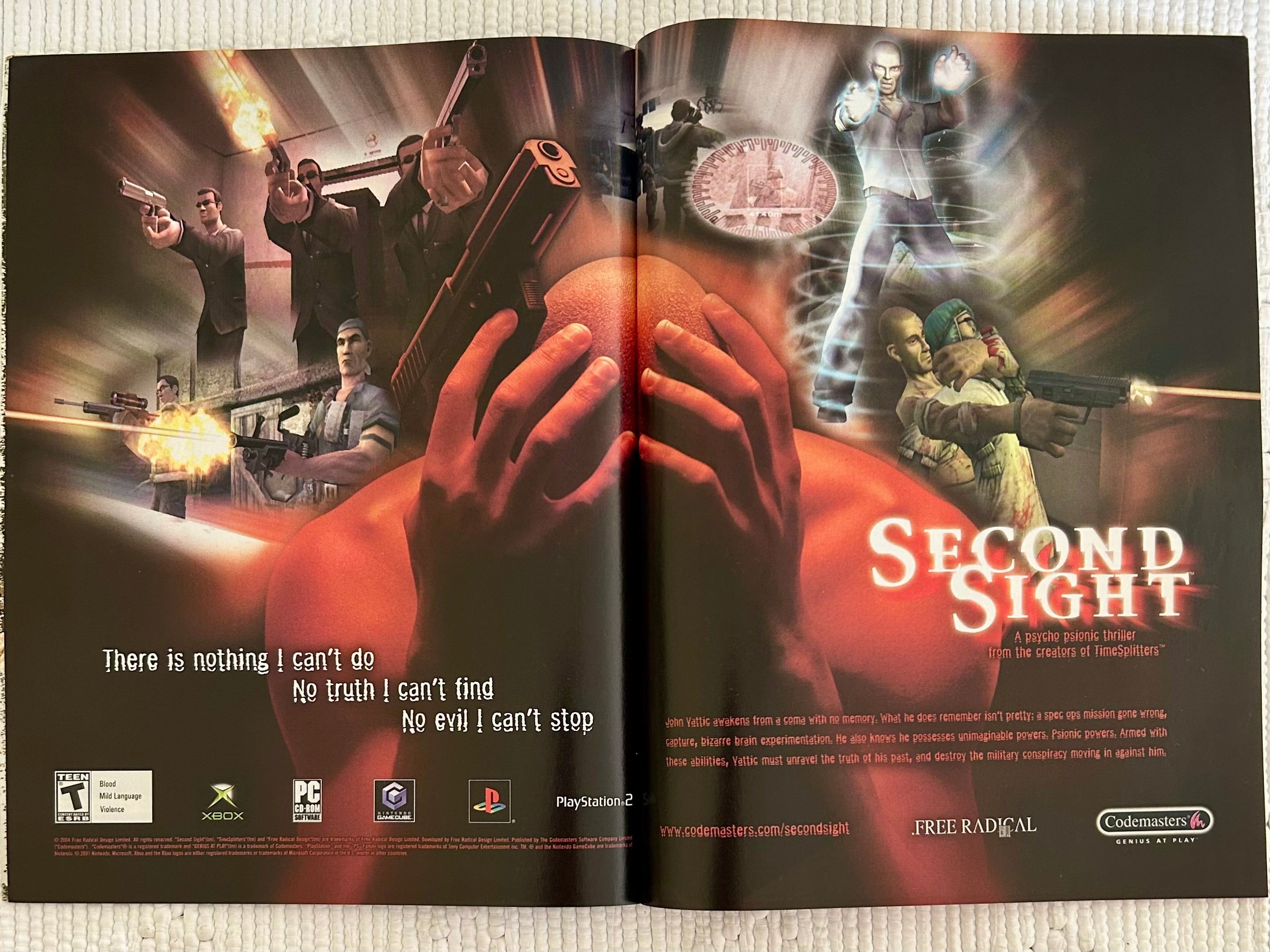 Second Sight - PS2 Xbox NGC PC - Original Vintage Advertisement - Prin ...