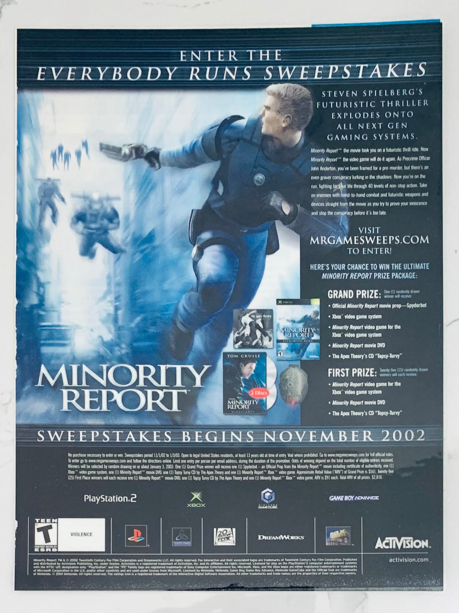 Minority Report - PS2 NGC Xbox GBA - Original Vintage Advertisement ...
