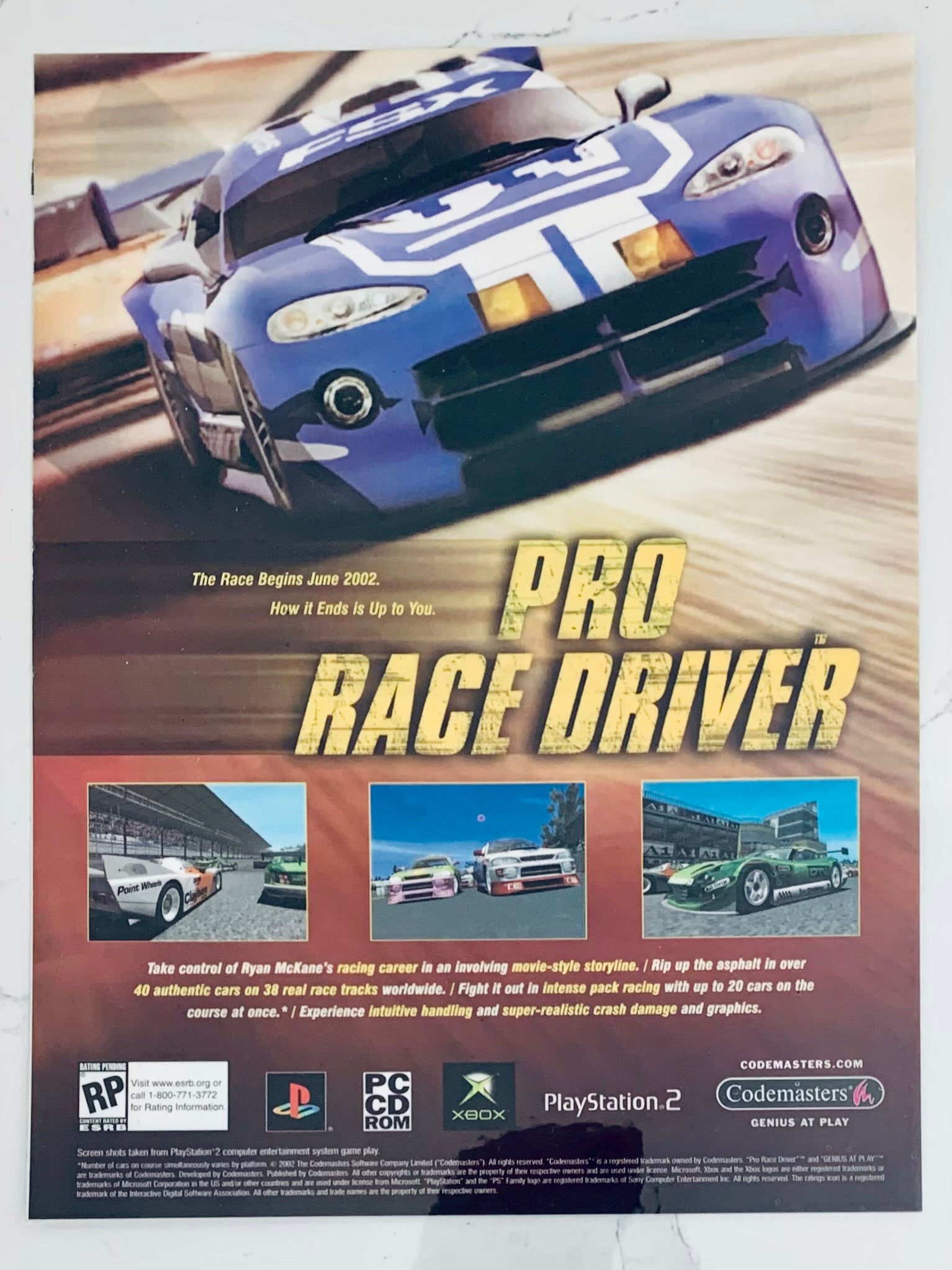 Pro Race Driver - PS2 Xbox PC - Original Vintage Advertisement - Print – Cuchiwaii