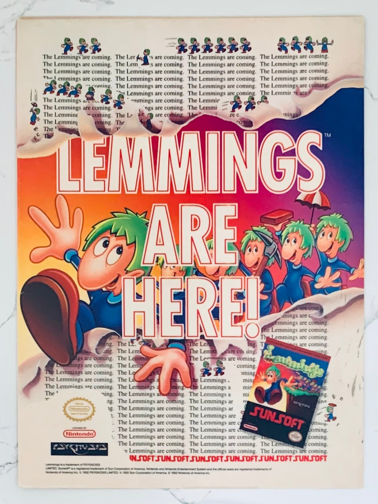 Lemmings - NES - Original Vintage Advertisement - Print Ads - Laminate ...