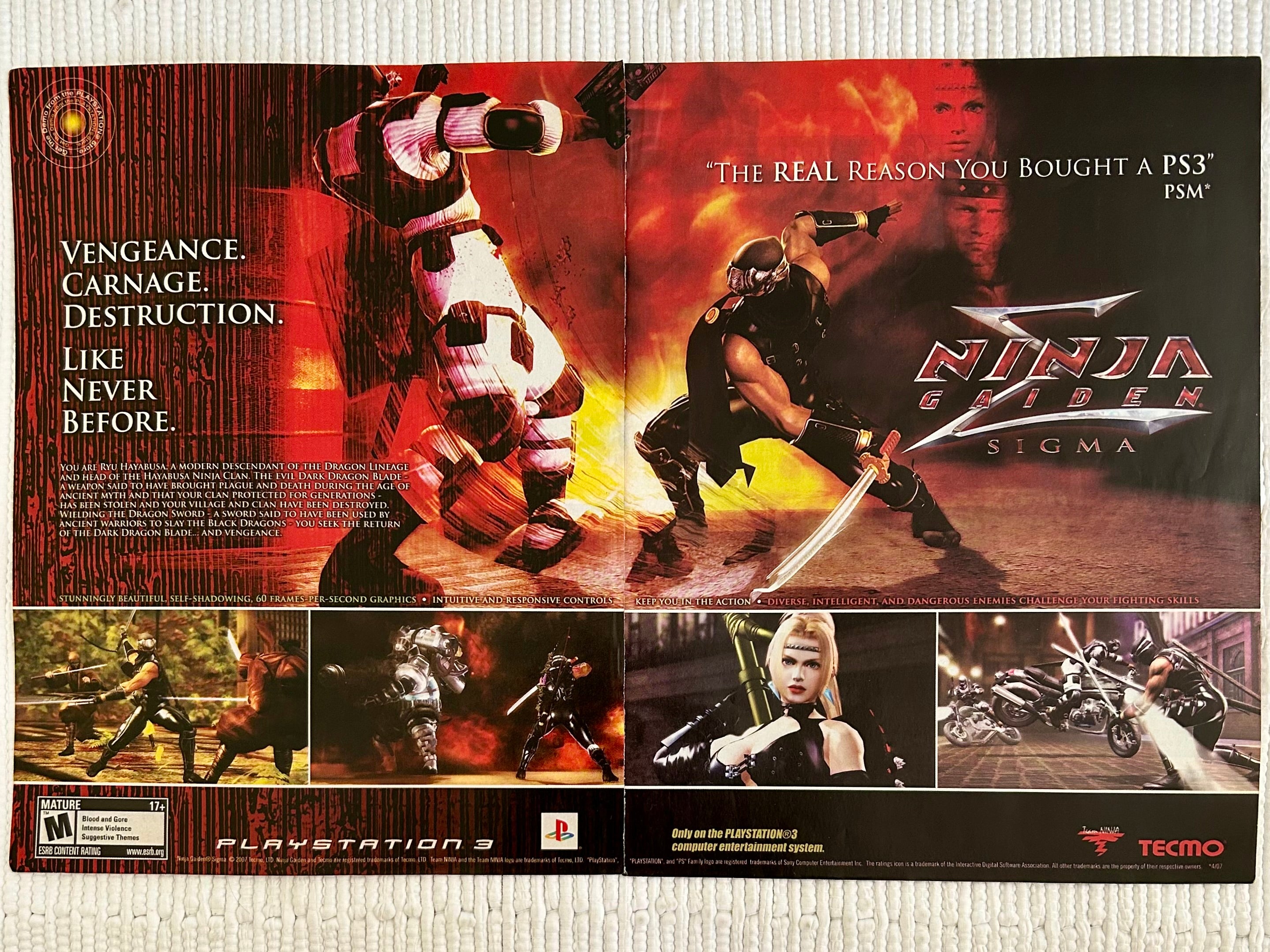 Ninja Gaiden Sigma - PS3 - Original Vintage Advertisement - Print Ads ...