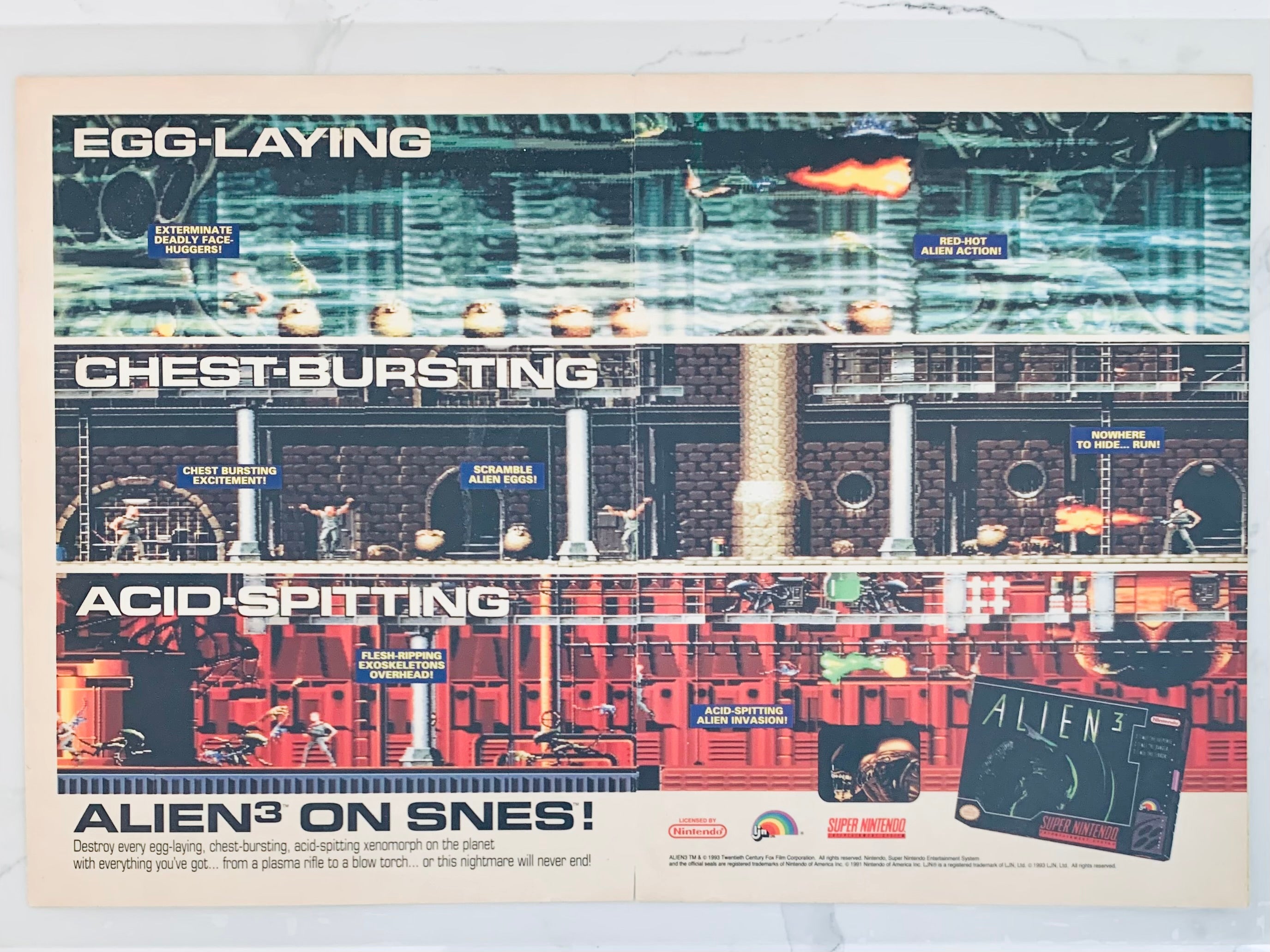 Alien 3 - SNES - Original Vintage Advertisement - Print Ads - Laminate ...